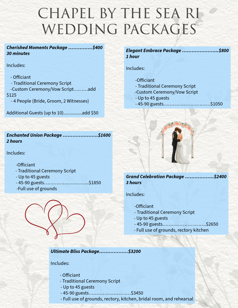 Wedding Packages – Chapel By The Sea Rhode Island